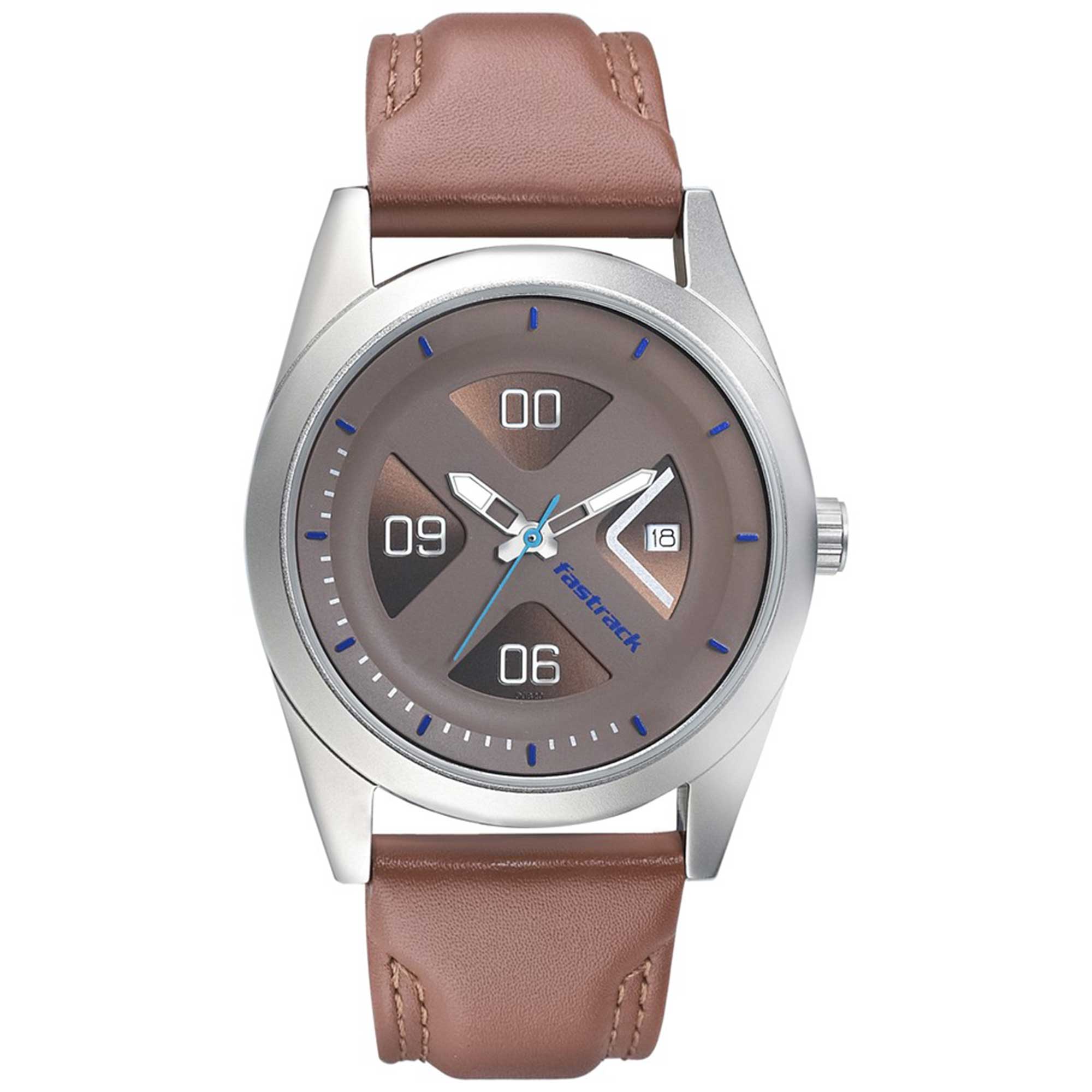 Fastrack Go Skate Quartz Analog with Date Blue Dial Leather Strap Watc